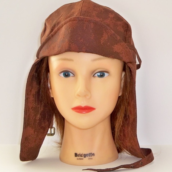BUYSEASONS | Other | Adult Brown Aviator Wwi Fighter Pilot Helmet Ear ...